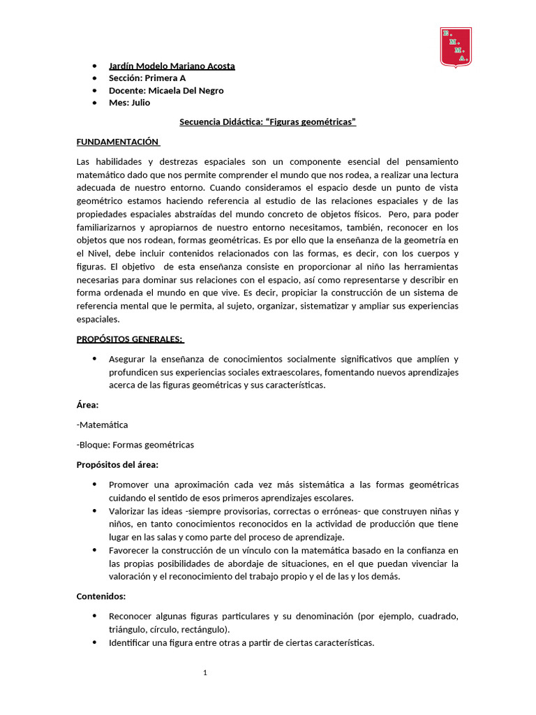 Comparto - Secuencia Didáctica Figuras Geometricas - Contigo | PDF | Geometría | Enseñando