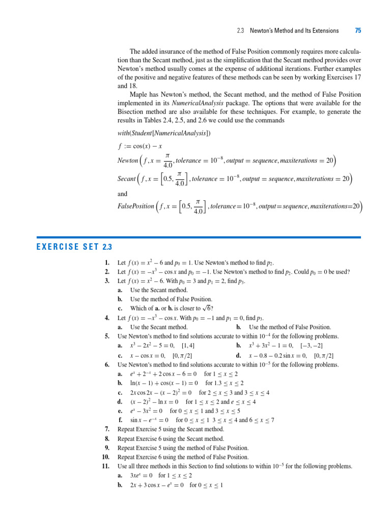 Exercices Sur La Methode de Newton Raphson Et La Secante | PDF ...