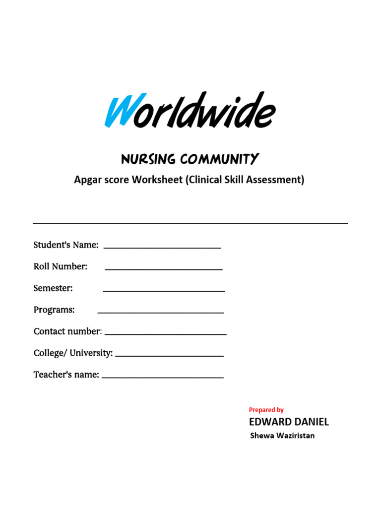 APGAR Score Assessment Worksheet | PDF | Medical Specialties | Health Care