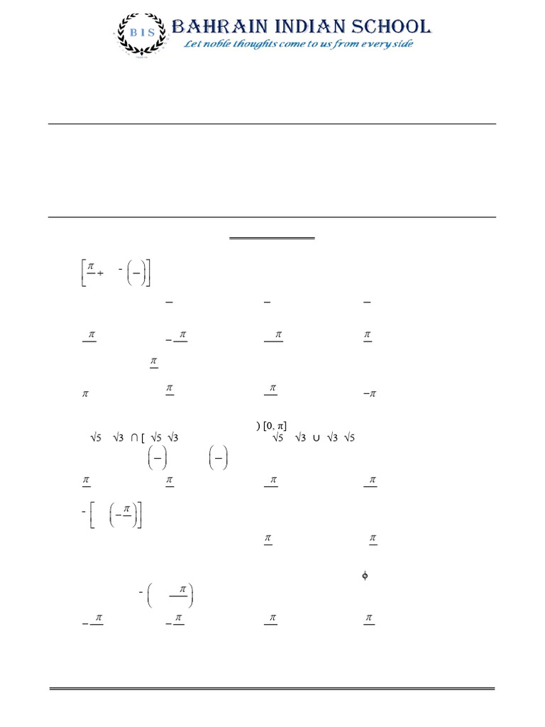 Maths Class Xii Chapter 02 Inverse Trigonometric Functions Practice ...