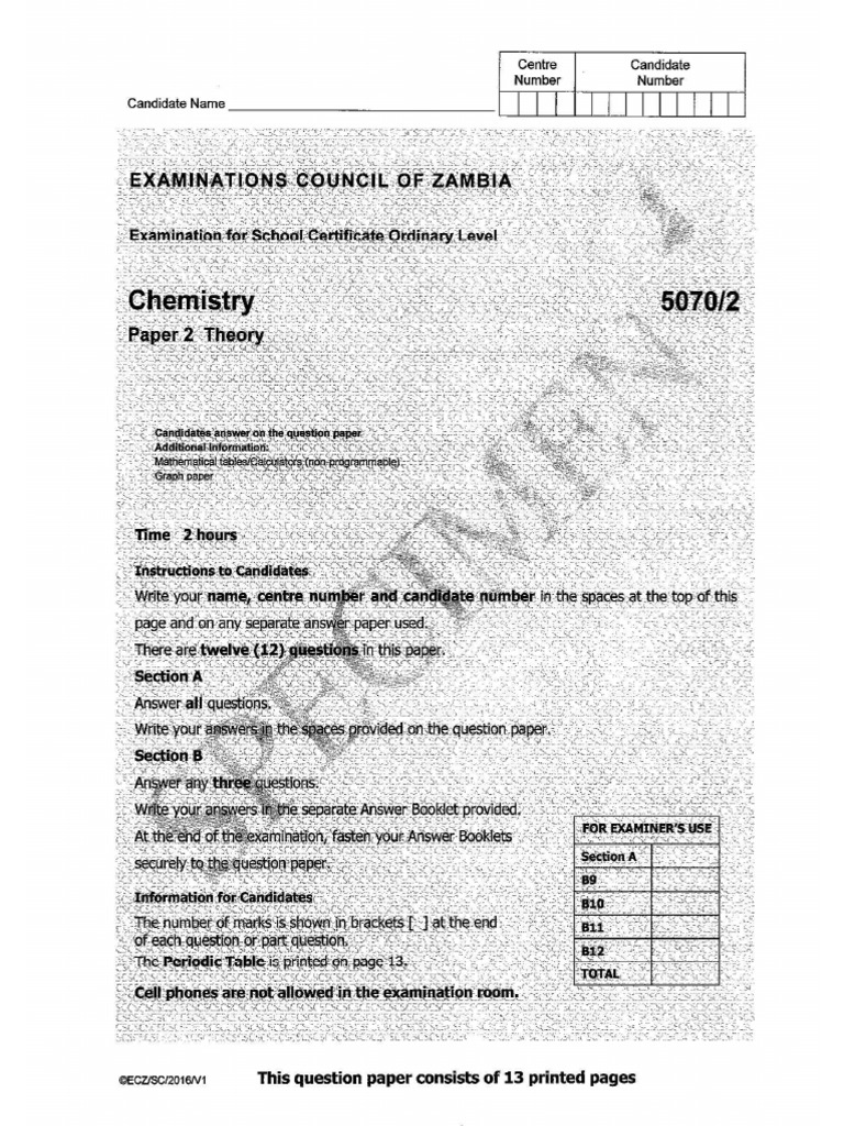 g12 Chemistry p2 2016 Specimen | PDF