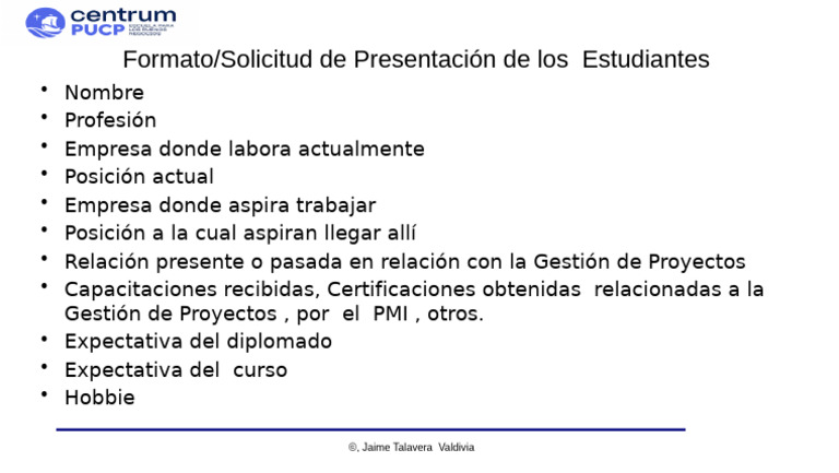 Formato Presentacion de Los Estudiantes | PDF