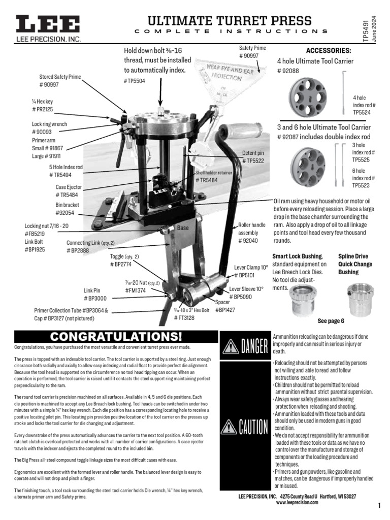 Ultimate Turret Press Instructions | PDF | Caliber | Flight