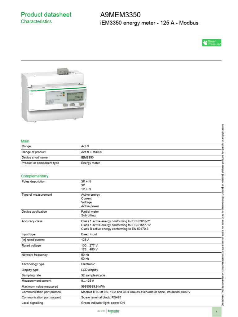 Sqd-A9mem3350 - Datasheet Iem 3350 Contador Energia | PDF | International Electrotechnical ...