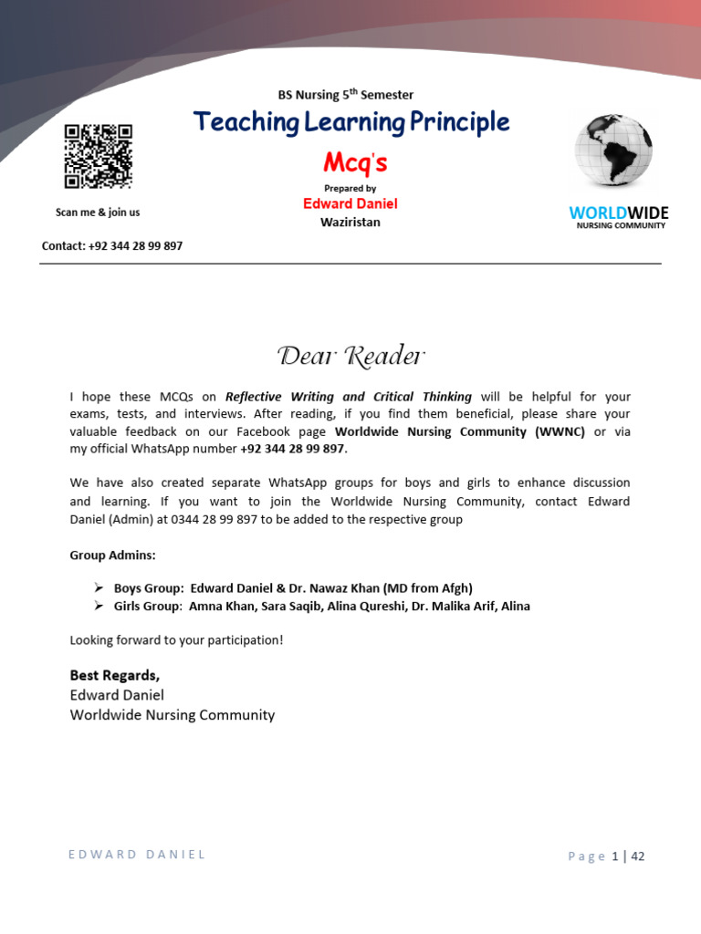 Unit-I: Reflective Writing and Critical Thinking BS Nursing 5th Semester TLP MCQS | PDF ...