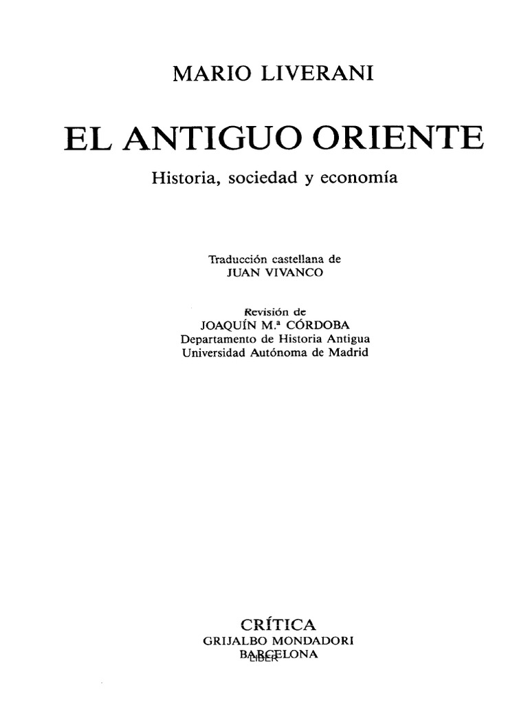 Liverani Mario Liverani El Antiguo Oriente Historia Sociedad y Economia ...