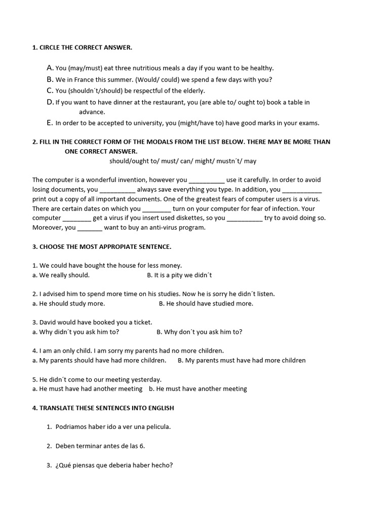 Modals Exercises | PDF