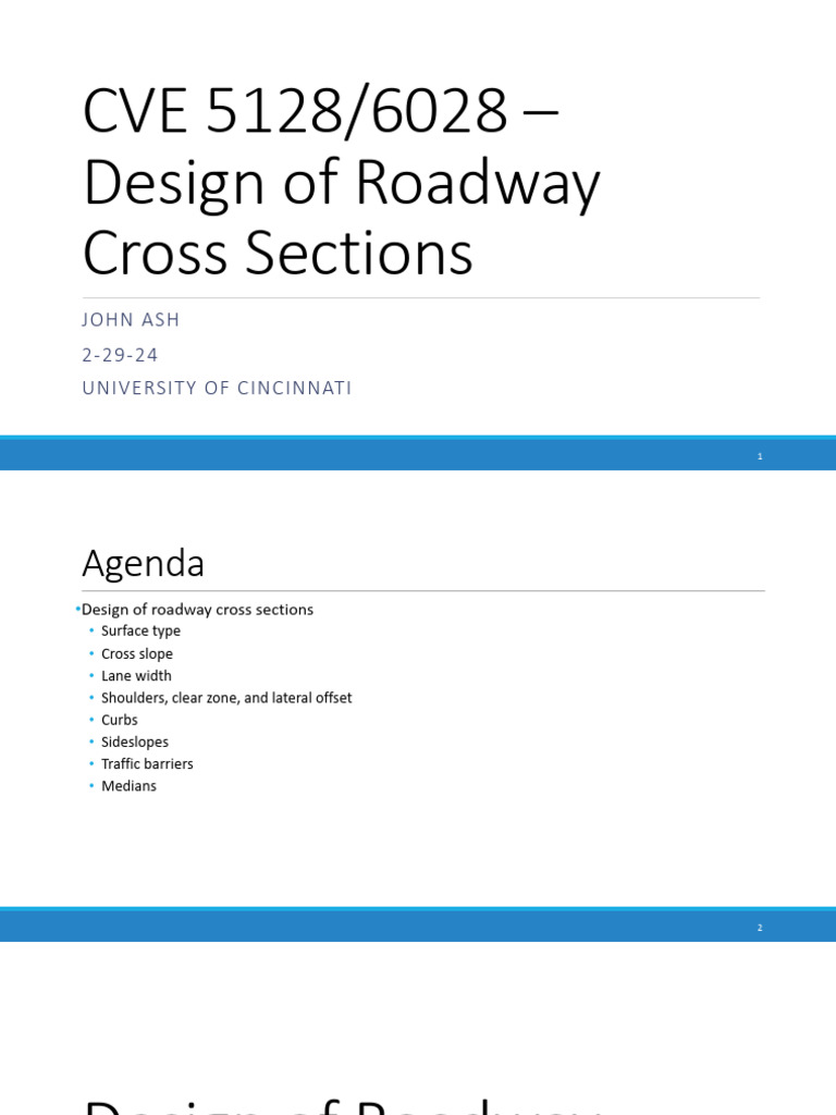 CVE_5128_6028_Lec_Cross_sections | PDF | Lane | Road Surface