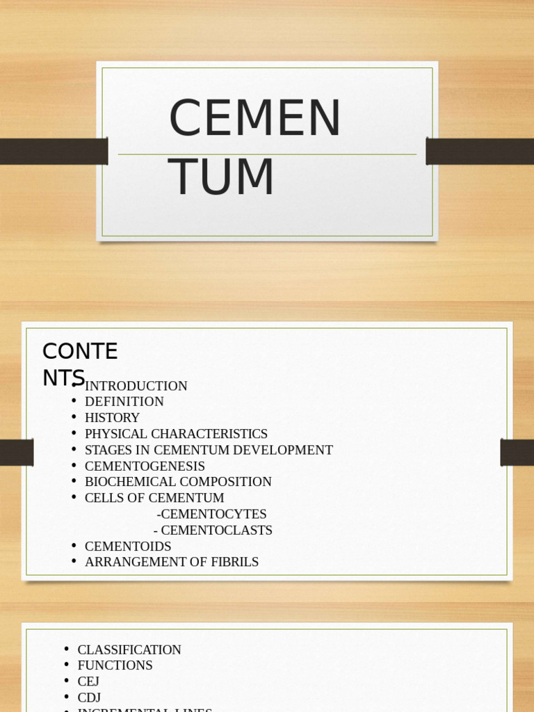 Comprehensive Guide to Cementum | PDF | Dental Anatomy | Tooth