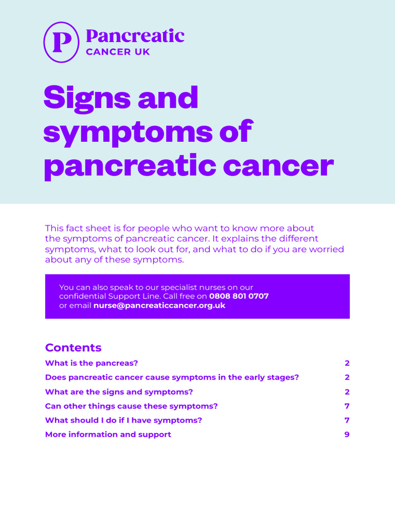 Signs-Symptoms of Pancreatic Cancer 2024 Web | PDF | Pancreas ...