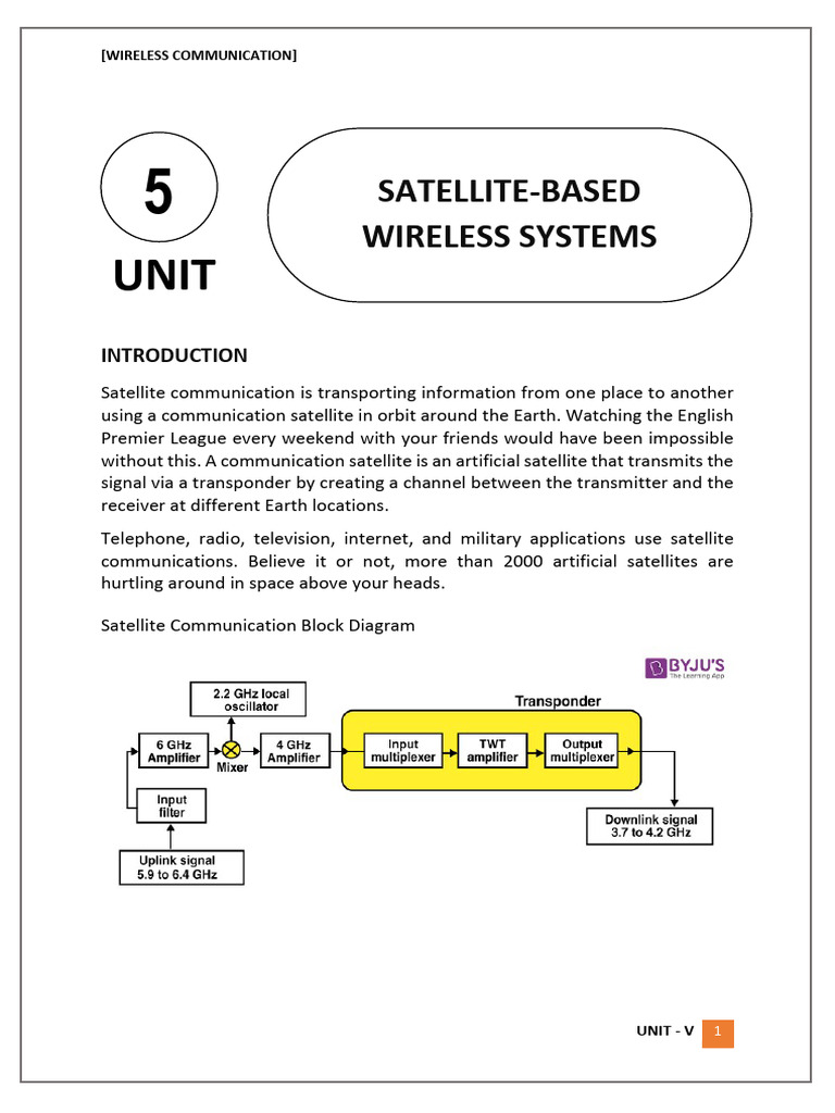 UNIT - 5 ( WC ) | PDF | Communications Satellite | Satellite