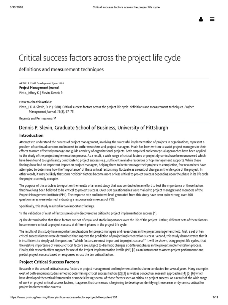 Critical Success Factors in Project Management | PDF | Project ...