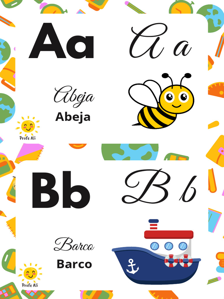 Alfabeto, letra scrip, cursiva , con imágenes | PDF