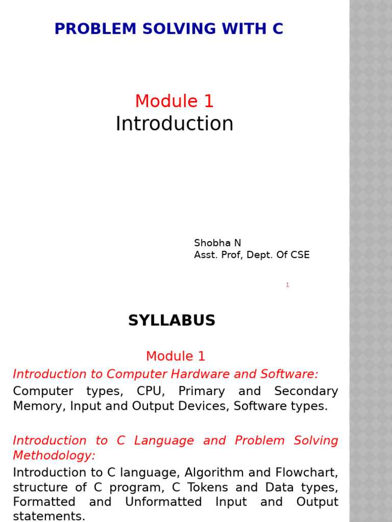 C-Module 1 Non CSE | PDF | Random Access Memory | Computer Data Storage