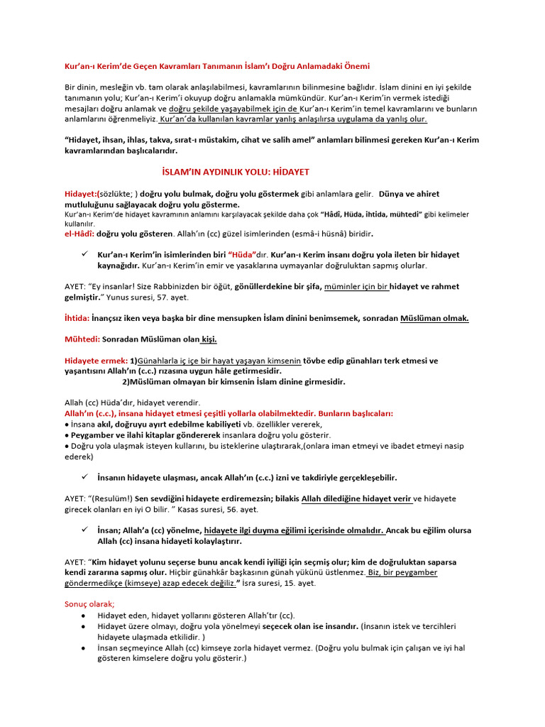 SINIF DKAB 3. Ünite Notları | PDF