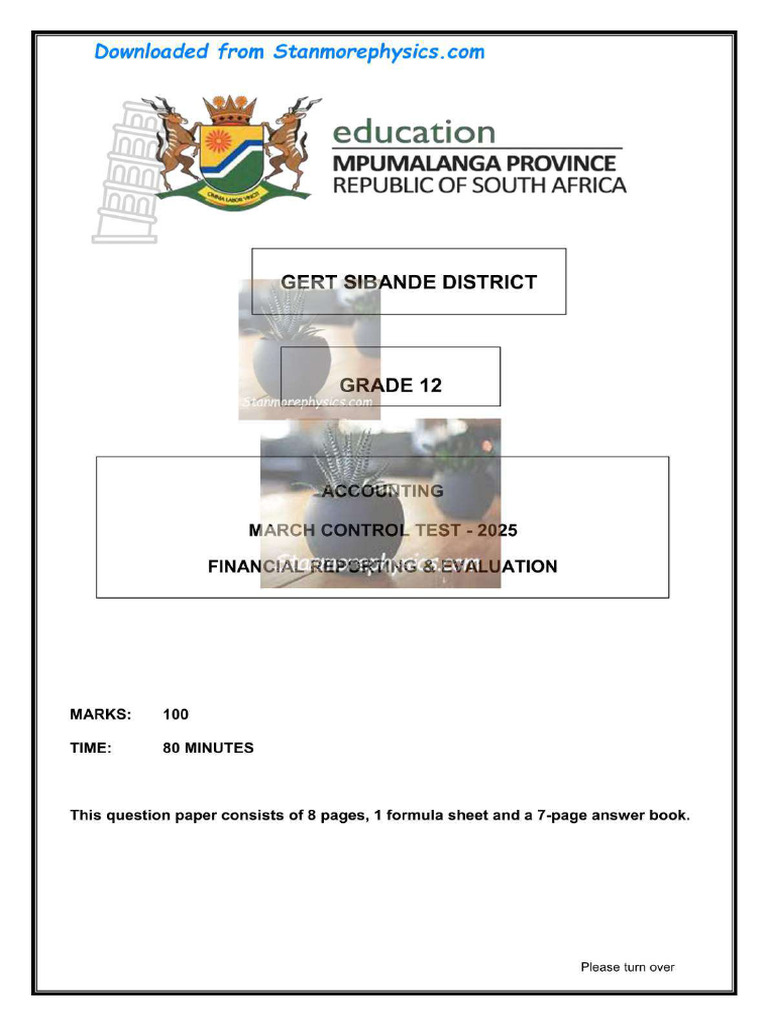 MP GS Accounting Grade 12 March 2025 QP and Memo | PDF