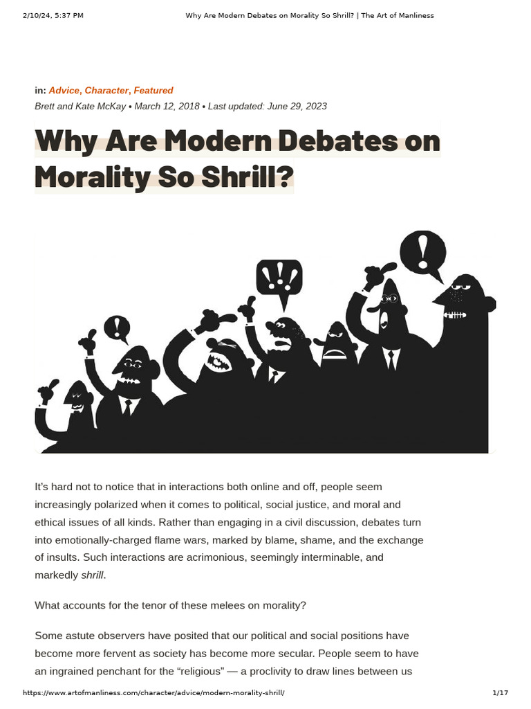 Why Are Modern Debates On Morality So Shrill - The Art of Manliness | PDF