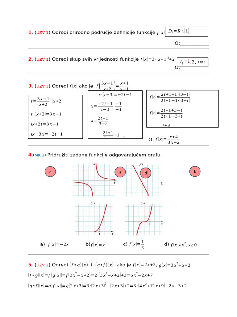 funkcije zadatci | PDF