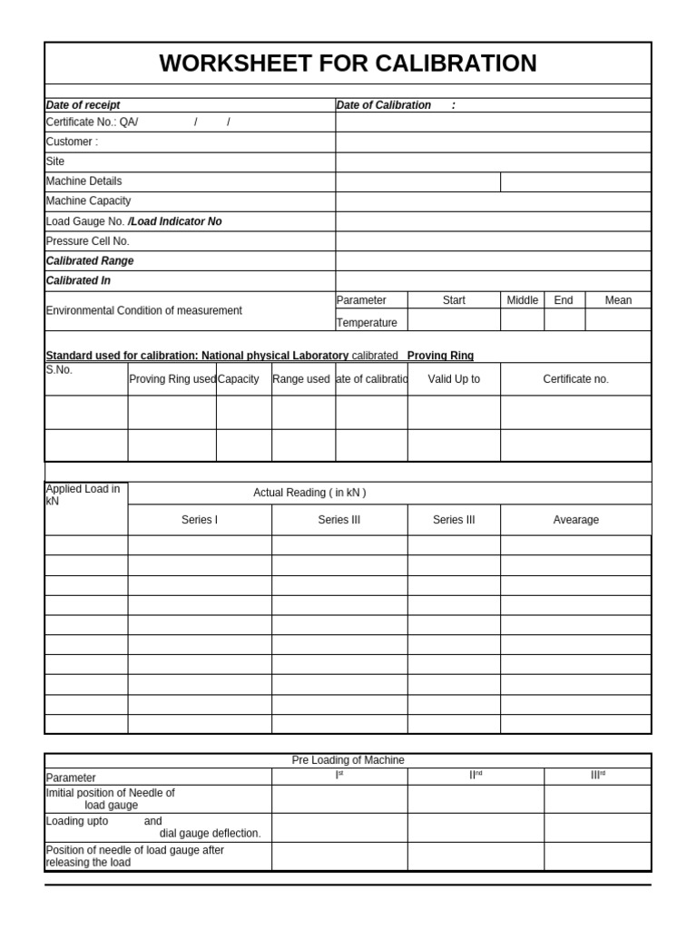 Proving Ring Calibration Worksheet | PDF | Calibration | Physical ...