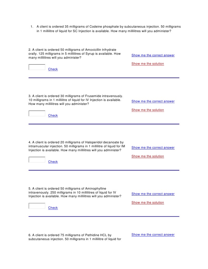 Dosage Cal Problems | Download Free PDF | Saline (Medicine) | Injection ...