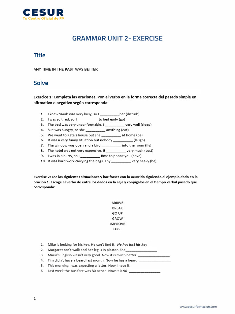 Grammar1 UD2 | PDF | Gramática | Aprendizaje