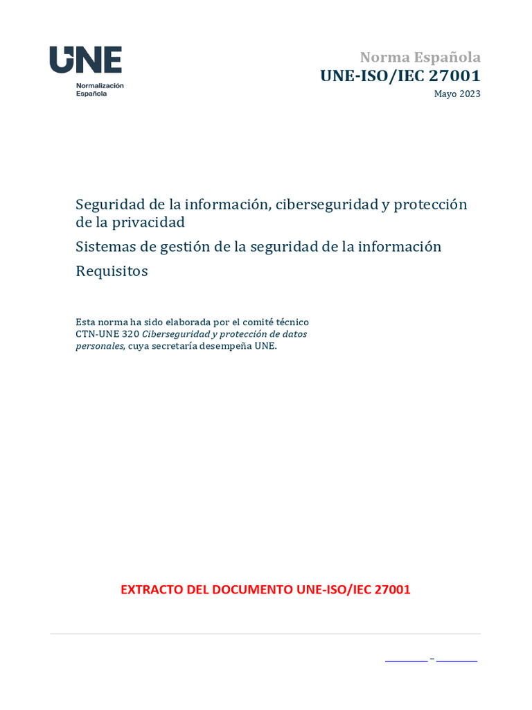 Norma UNE-ISO/IEC 27001:2023 | PDF | Seguridad de información ...