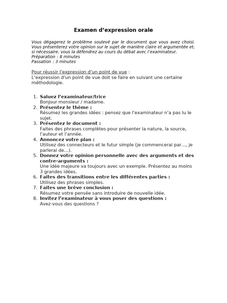 Méthodologie d'expression orale | PDF
