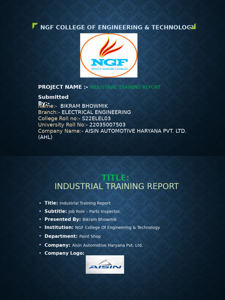 Industrial Training PPT (2) - 1 | PDF | Quality Assurance | Business