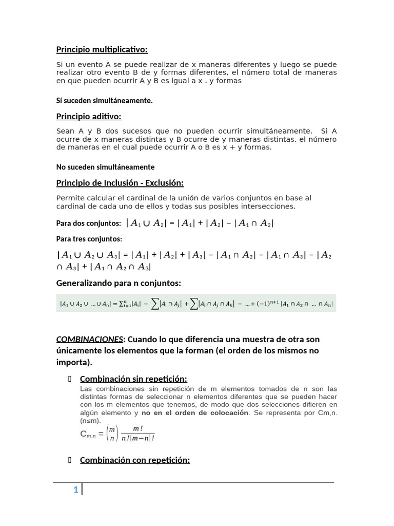 Unidad 3-Resumen unidad III | PDF | Combinatoria | Análisis matemático