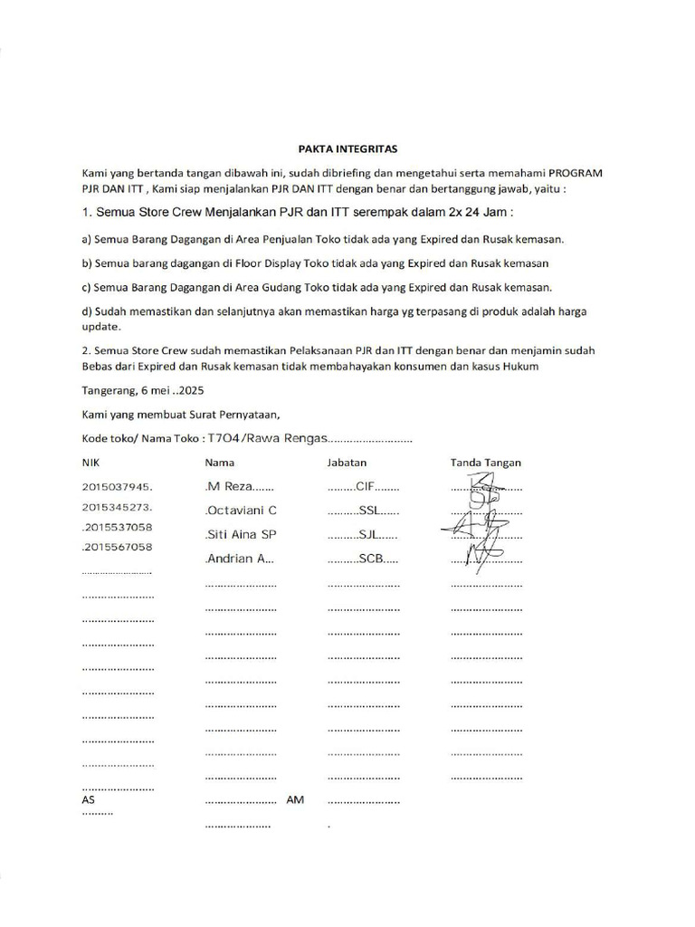 Pakta Integritas T7o4-1 | PDF