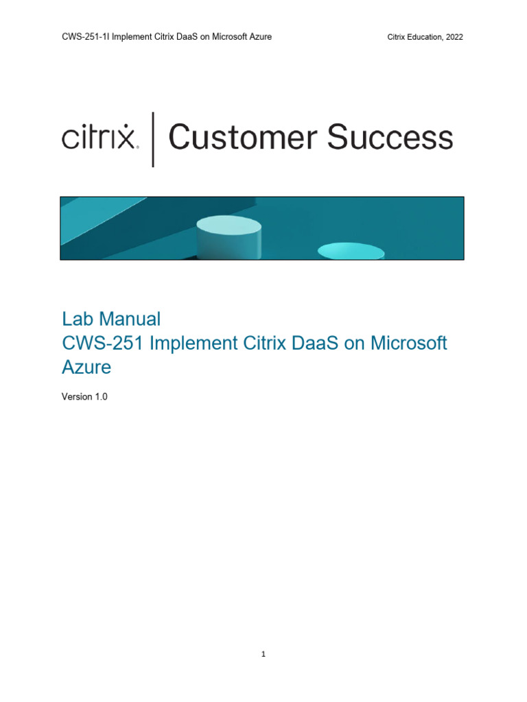 CWS-252-1I-en-InstructorExerciseWorkbook-4-5-days-v01 | PDF | Citrix Systems | Cloud Computing