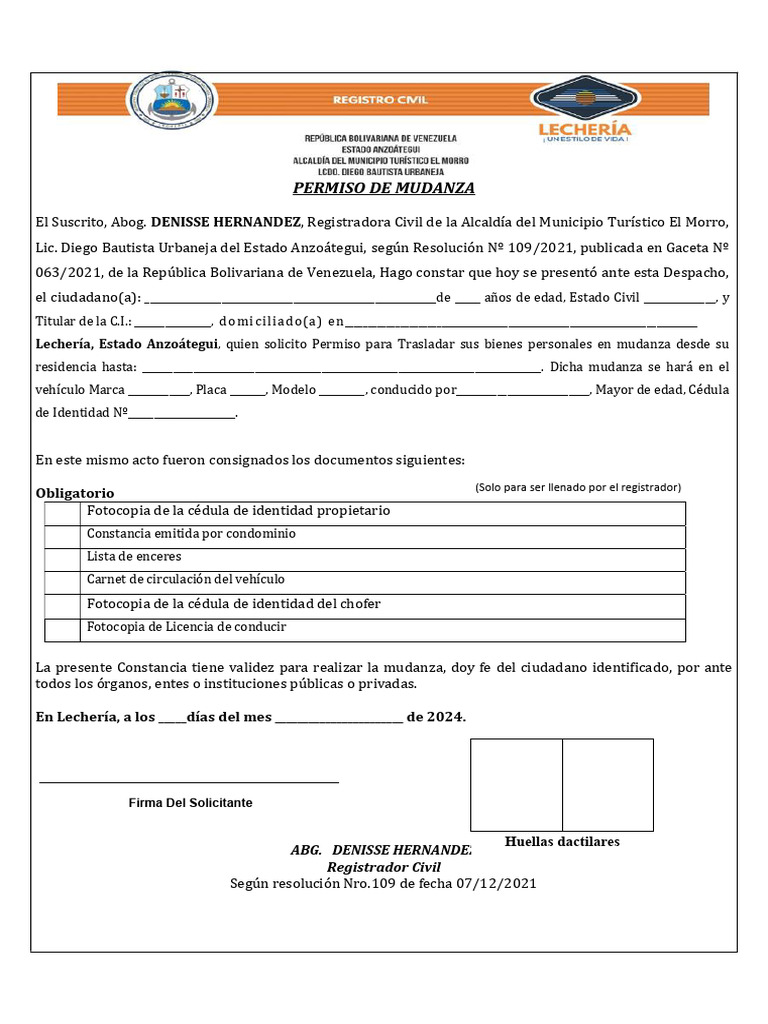 Permiso Mudanza | PDF