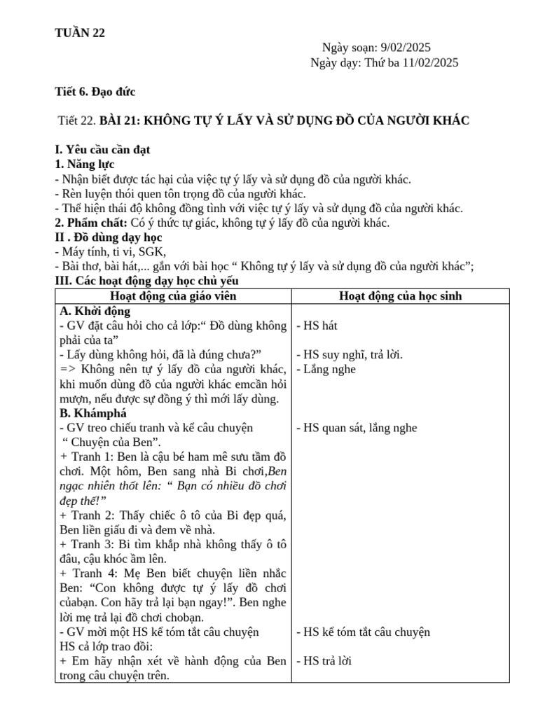 Tuan 22- Đạo đức | PDF