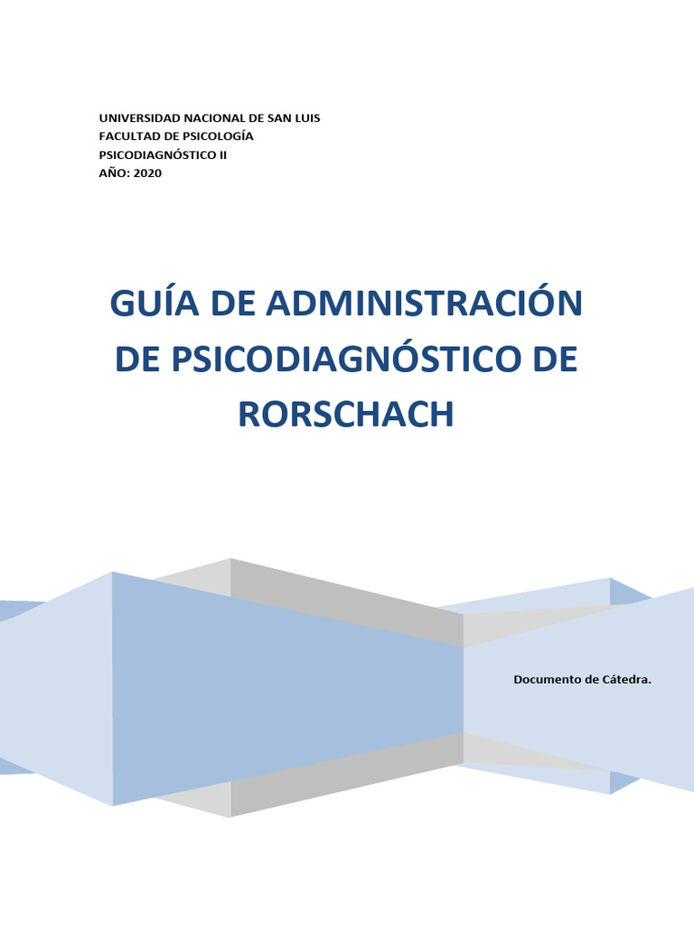 GUIA DE ADMINISTRACIÓN TEST DE RORSCHACH | PDF