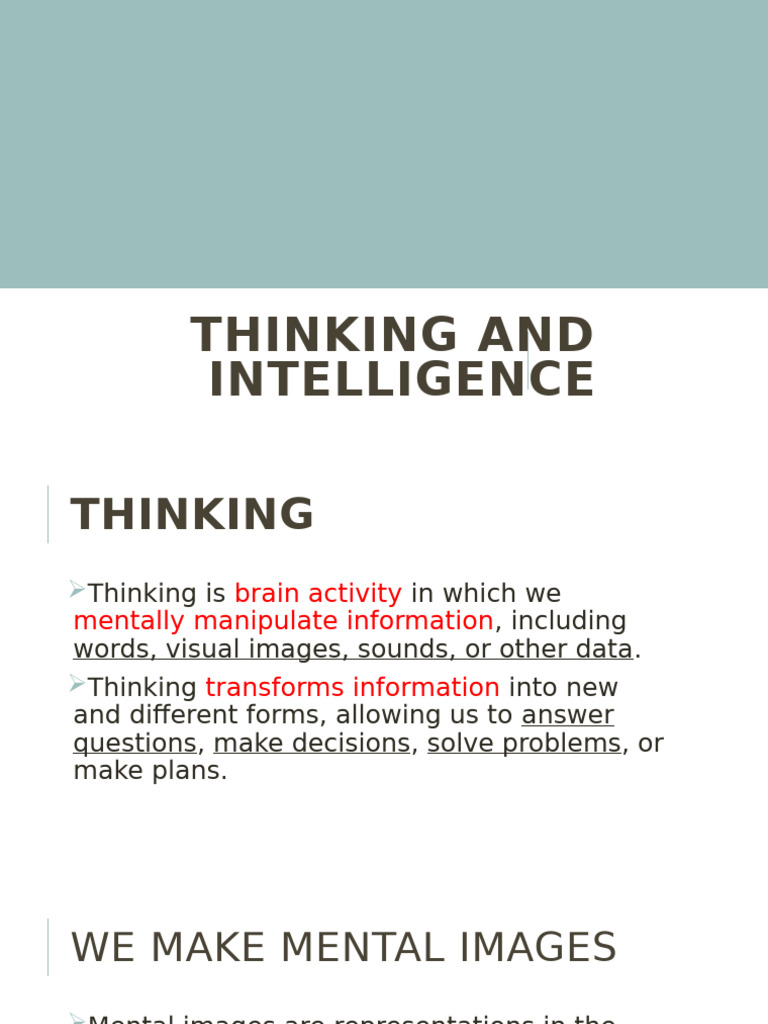 Lec#9 Thinking and Intelligence | PDF | Heuristic | Intelligence