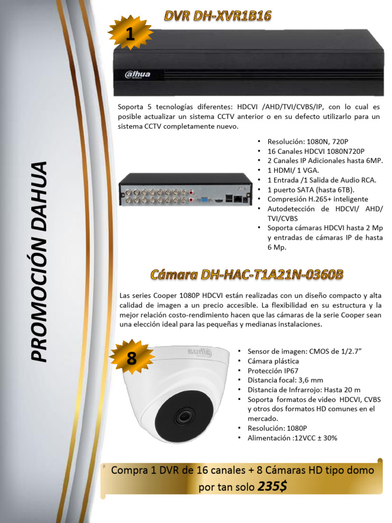 Flyer para Combos Dahua | PDF | Hdmi | Circuito cerrado de televisión