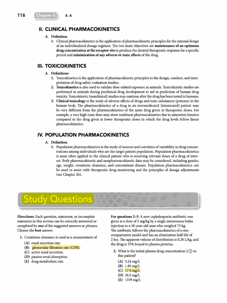 Chapter CPR 5 and Answer | PDF | Pharmacokinetics | Dose (Biochemistry)