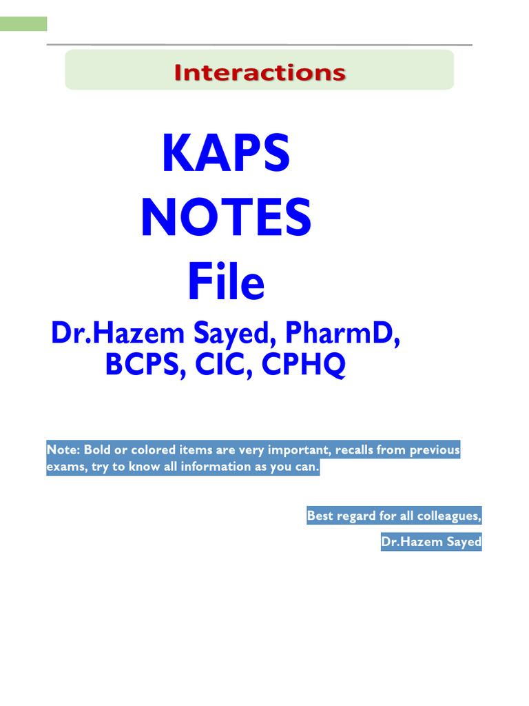 Interactions KAPS, Dr.Hazem Sayed | PDF