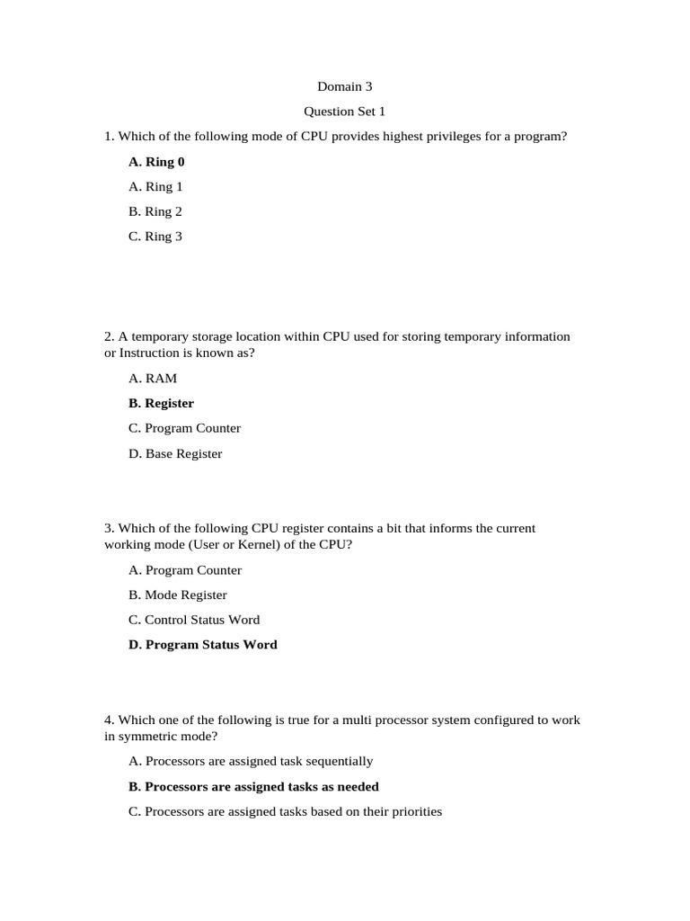CISSP Domain 3 - Question Set 1 | PDF