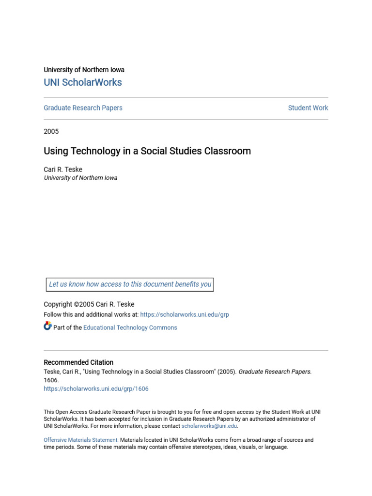 Using Technology in A Social Studies Classroom | PDF | Teachers ...