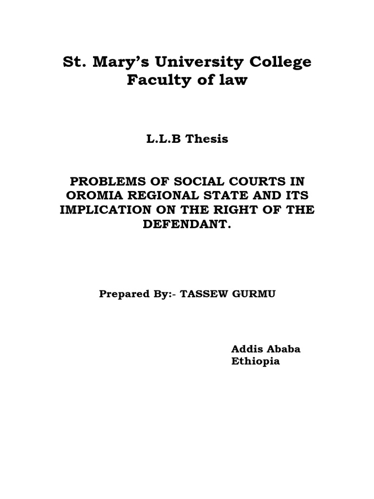 Tassew Gurmu | PDF | Jurisdiction | Judiciaries