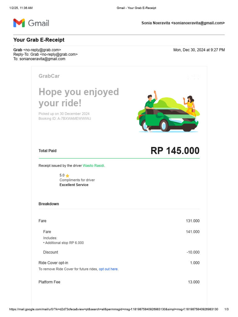 Gmail - Your Grab E-Receipt | PDF