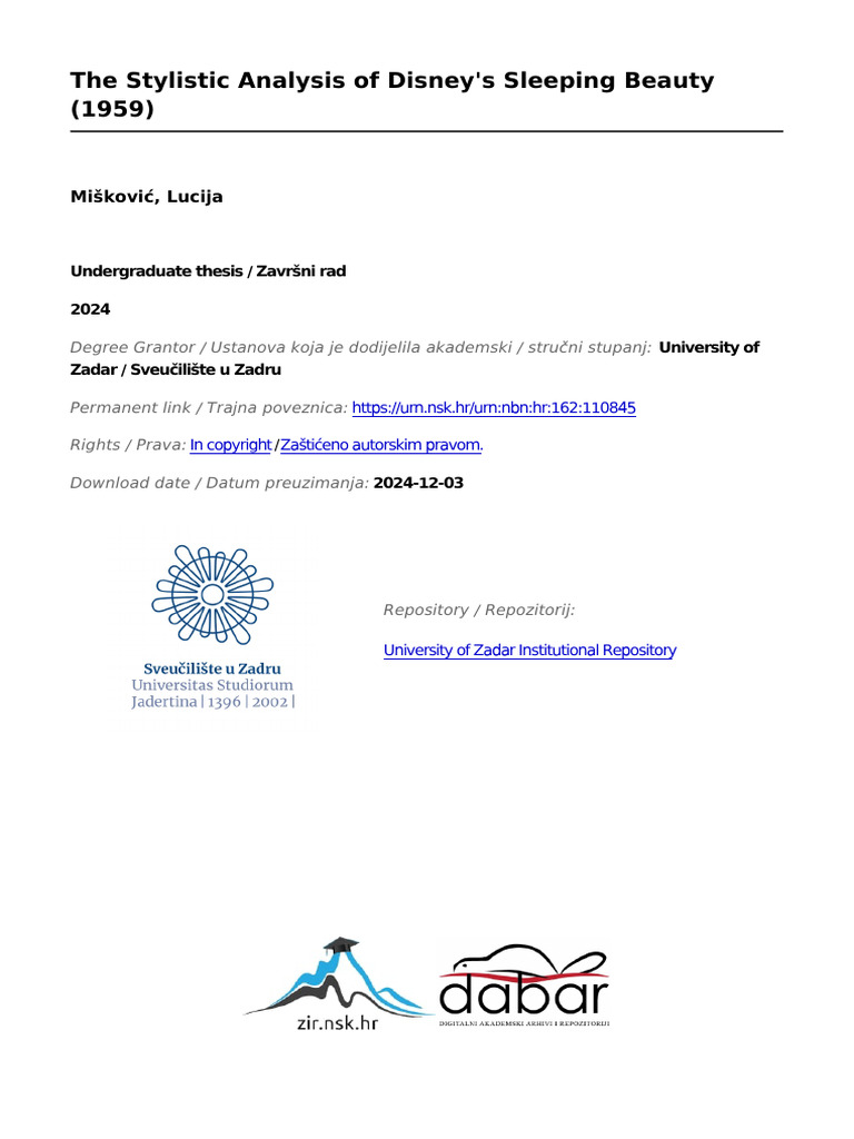 Miskovic - The Stylistic Analysis of Disneys Sleeping Beauty Finalno ...