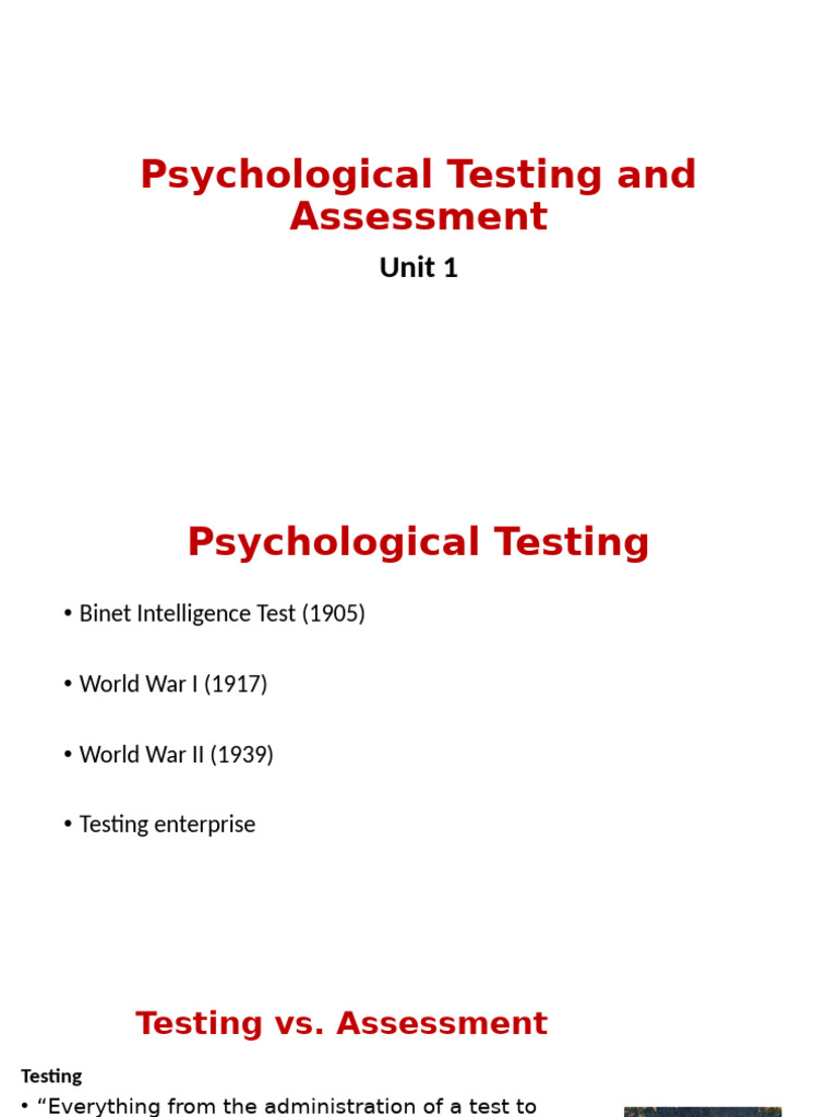 Unit 1 - BS - Psychological Testing and Assessment | PDF | Attitude ...