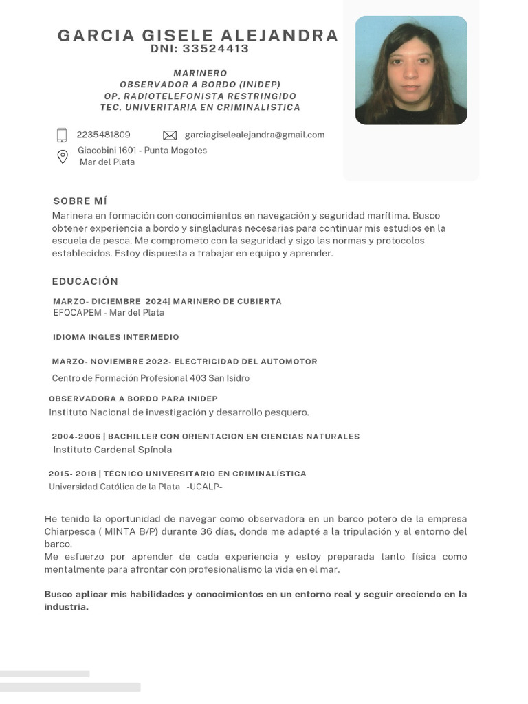 Currículum Garcia Gisele Alejandra | PDF