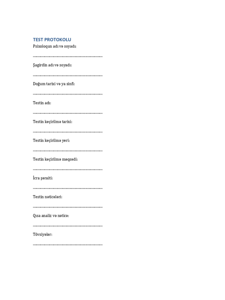 Test Protokolu Bos Forma | PDF