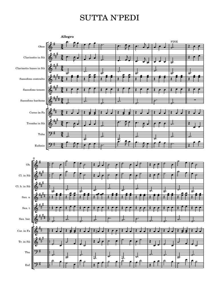 SUTTA N'PEDI-Partitura - e - Parti | PDF | Aerophones | Musical Instruments