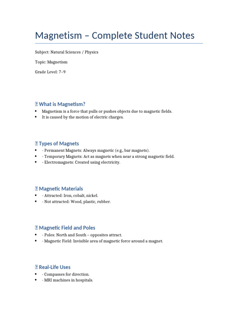 Magnetism Notes | PDF
