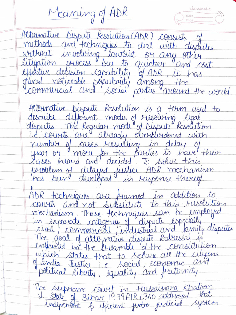 Meaning And Characteristic of ADR (1) | PDF | Alternative Dispute ...
