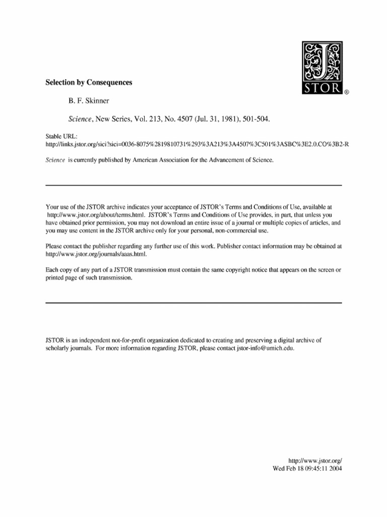 Sub Selection - by - Consequences Skinner | PDF